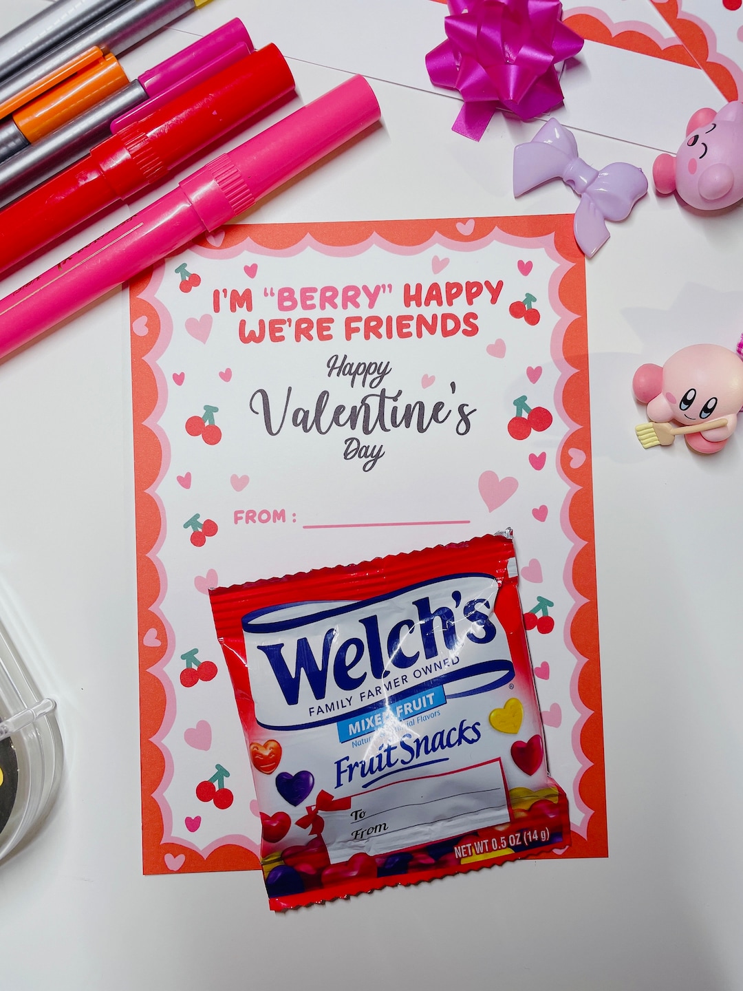 Fruit Snack Valentine, Valentine Gift for Kids, Berry Happy We're ...