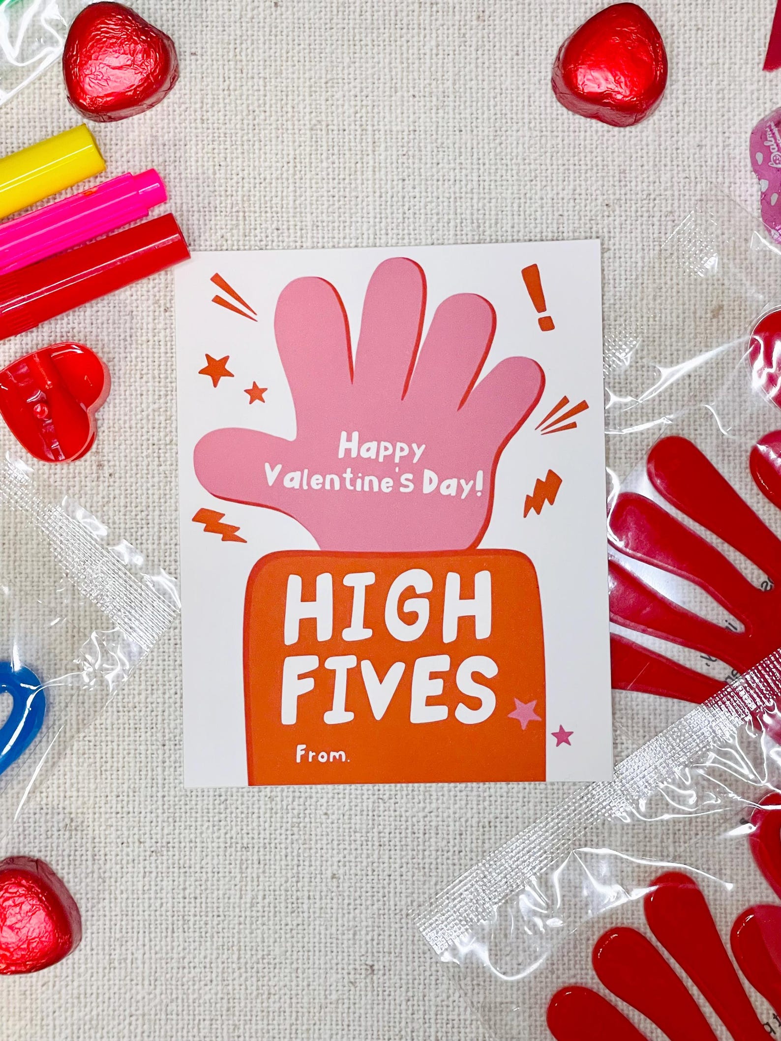 High Five Valentine, Sticky Hand Valentine,kids Valentine Printable ...