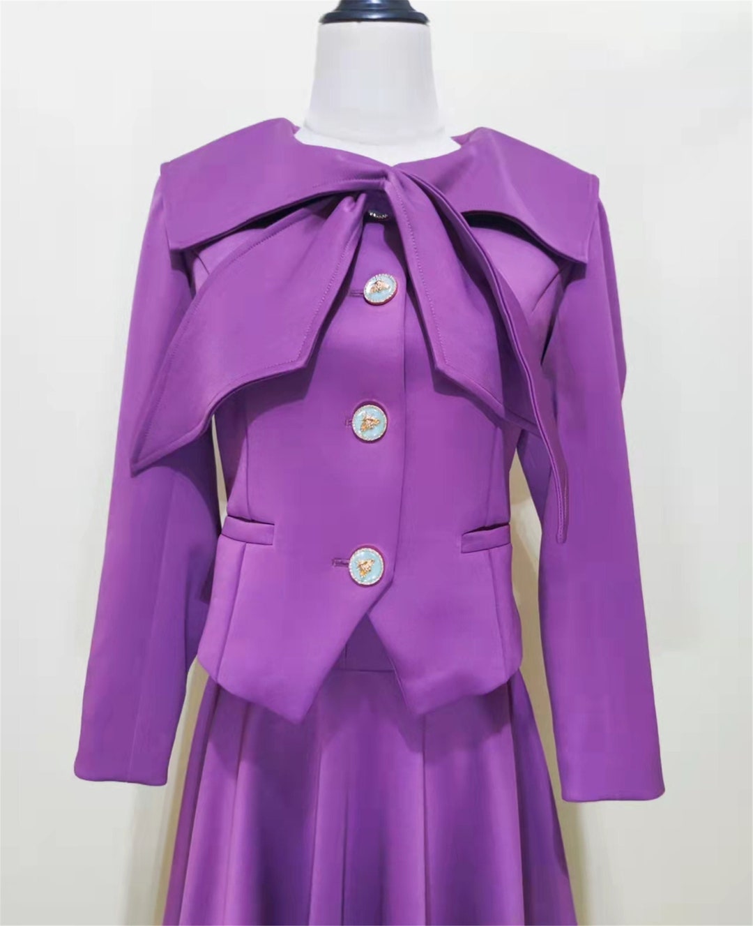 Capsule Wardrobe Purple Suit Dress Set for Fall Custom Size - Etsy