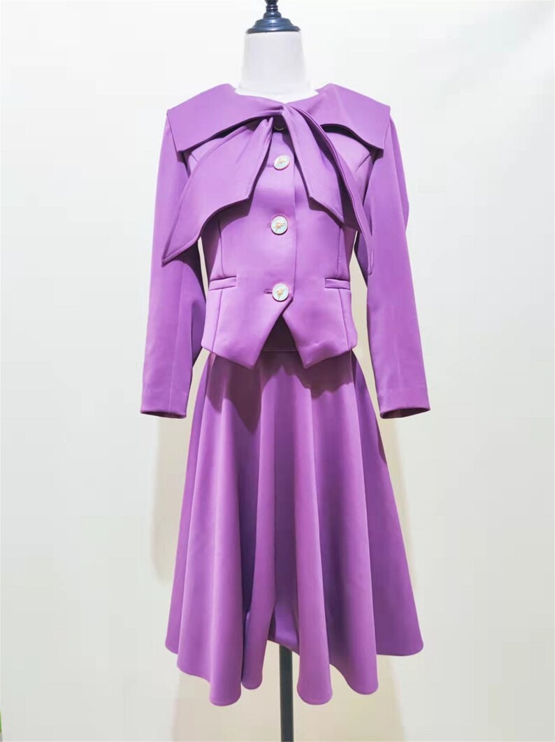 Capsule Wardrobe Purple Suit Dress Set for Fall Custom Size - Etsy