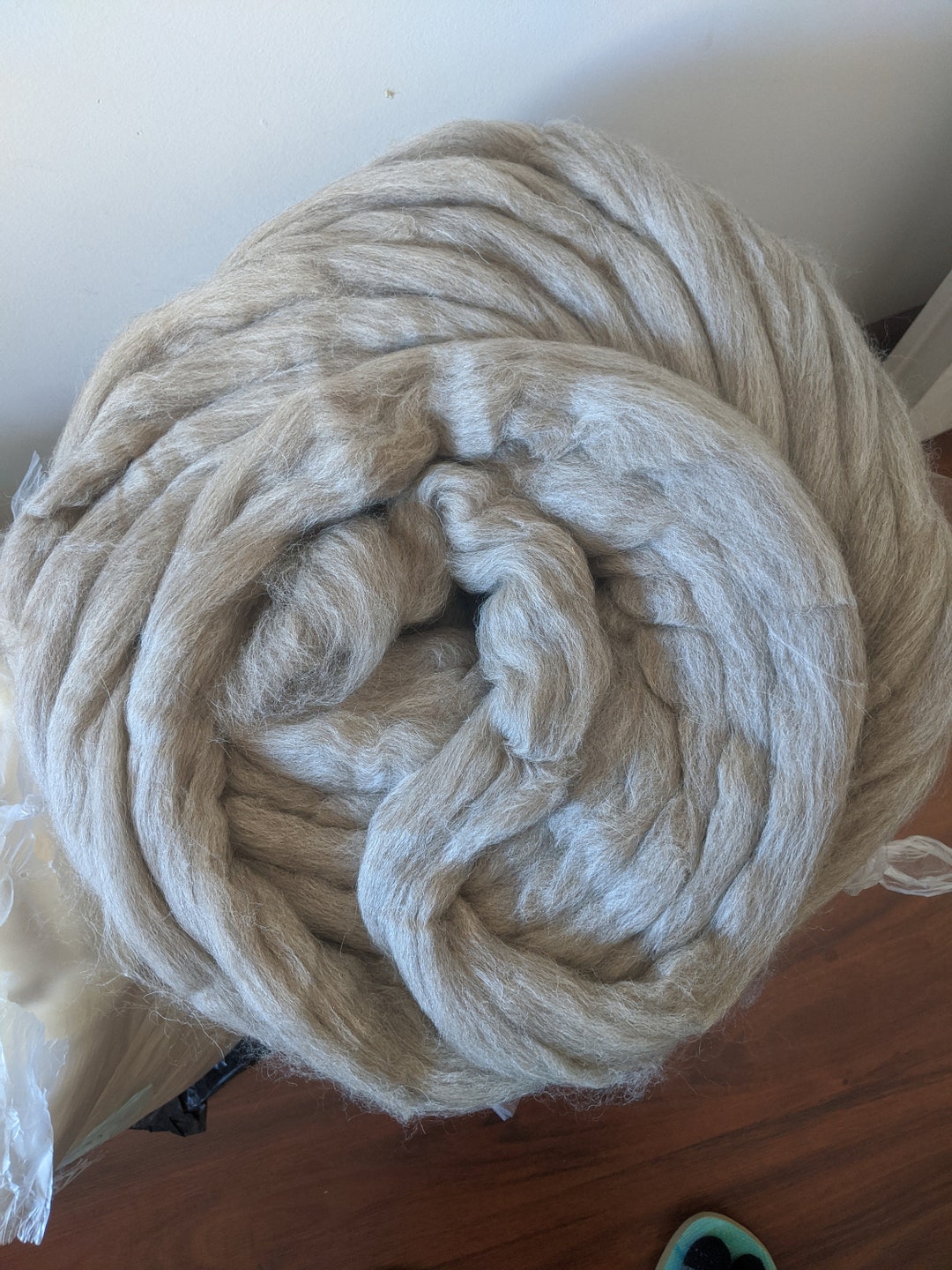 4.4 Lb Wholesale Wool Roving, Roll Un-dyed Gray Wool Top Fiber Spinning ...