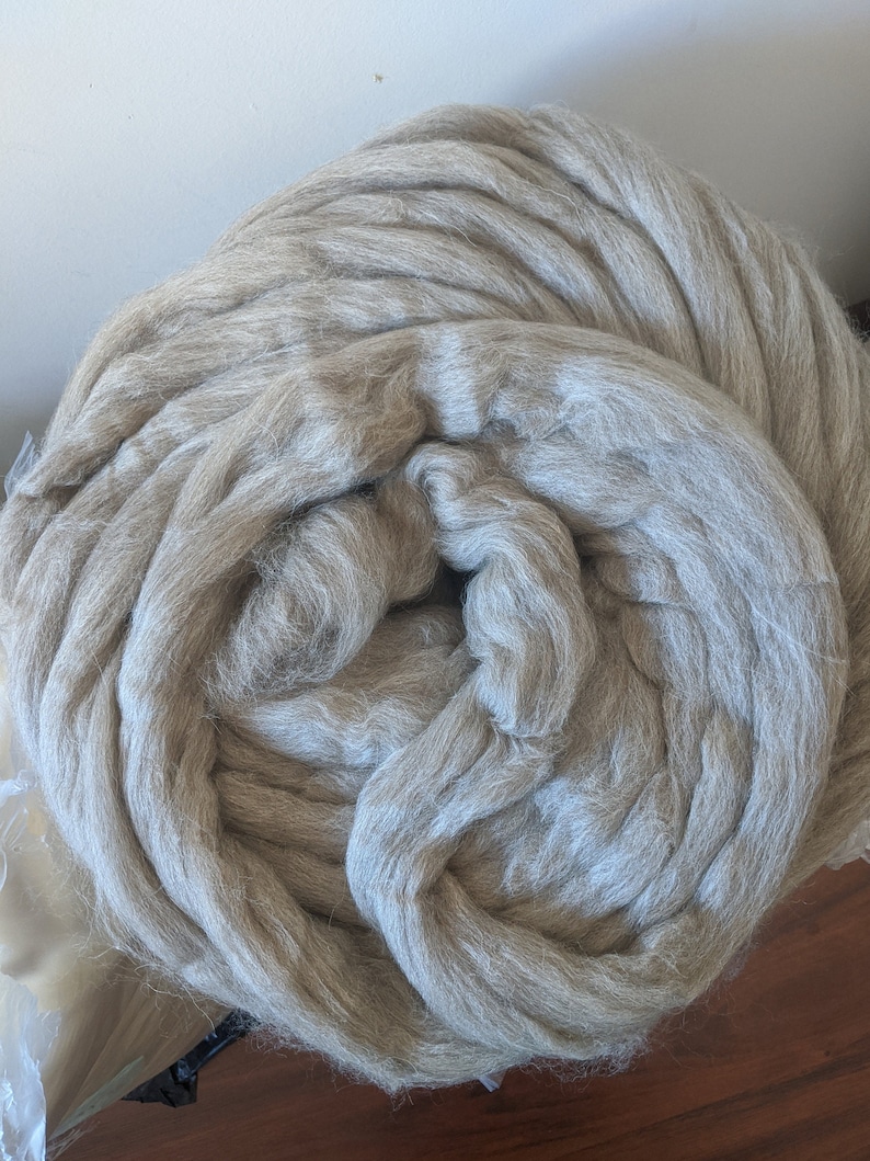 Wholesale 11lb Wool Roving Roll Natural Gray Wool Top Fiber Spinning ...