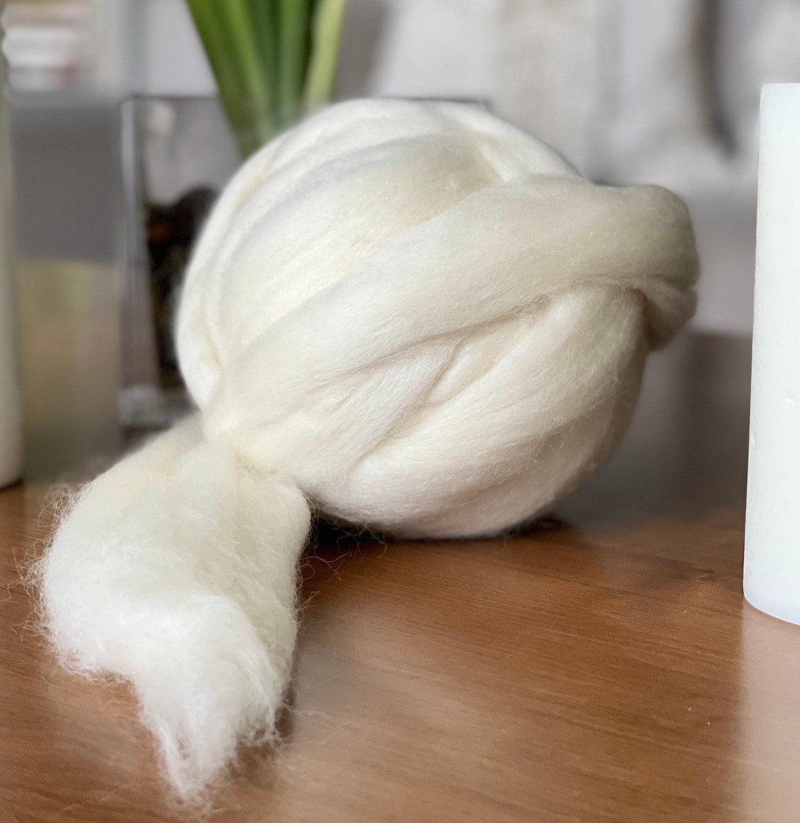 4.4 Lb on Sale Wool Roving Roll Un-dyed White Wool Top Fiber - Etsy