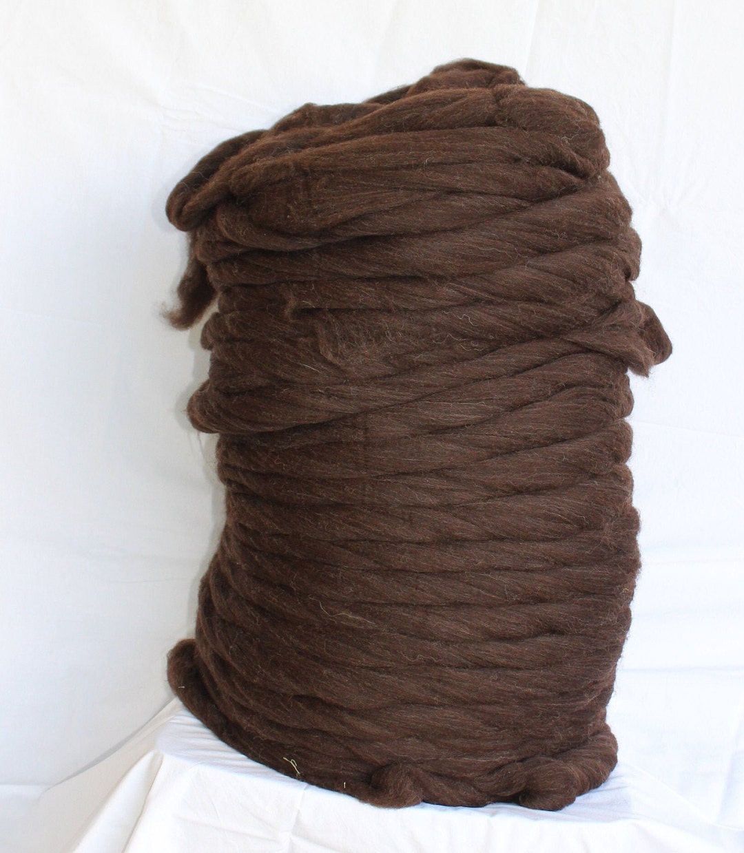 10 Lb Wholesale Roving Wool , Natural Un-dyed Dark Brown CHUNKY YARN ...