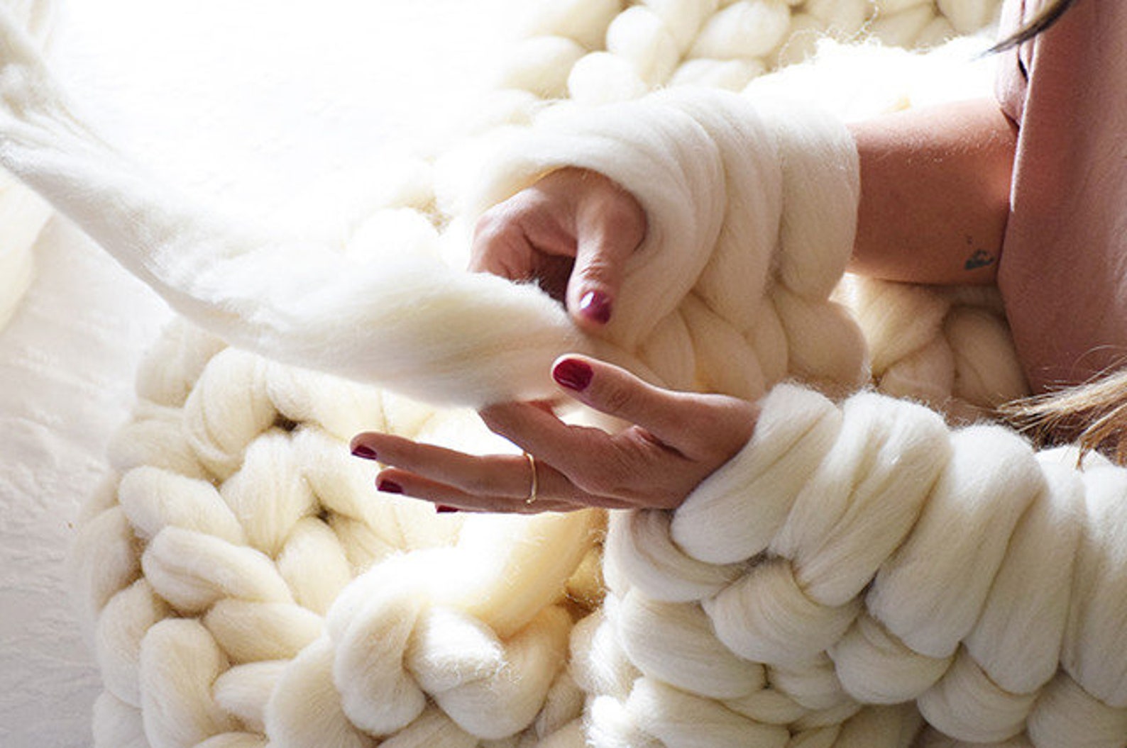 22 Lb Wholesale Wool Roving, Natural Un Dyed White Wool Top Fiber ...