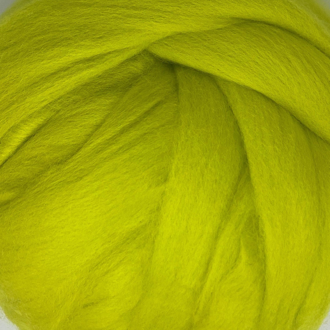 Wool Roving, Bulk Lime Green Color Wool Top Fiber Spinning, Felting ...