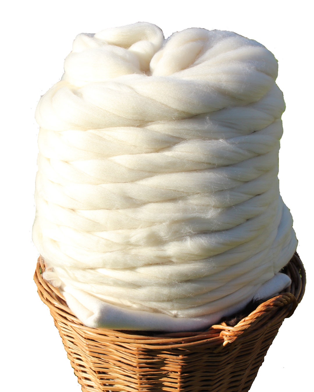 11 Lb Wholesale Wool Roving, Roll Un-dyed White Combed Wool Top Fiber ...