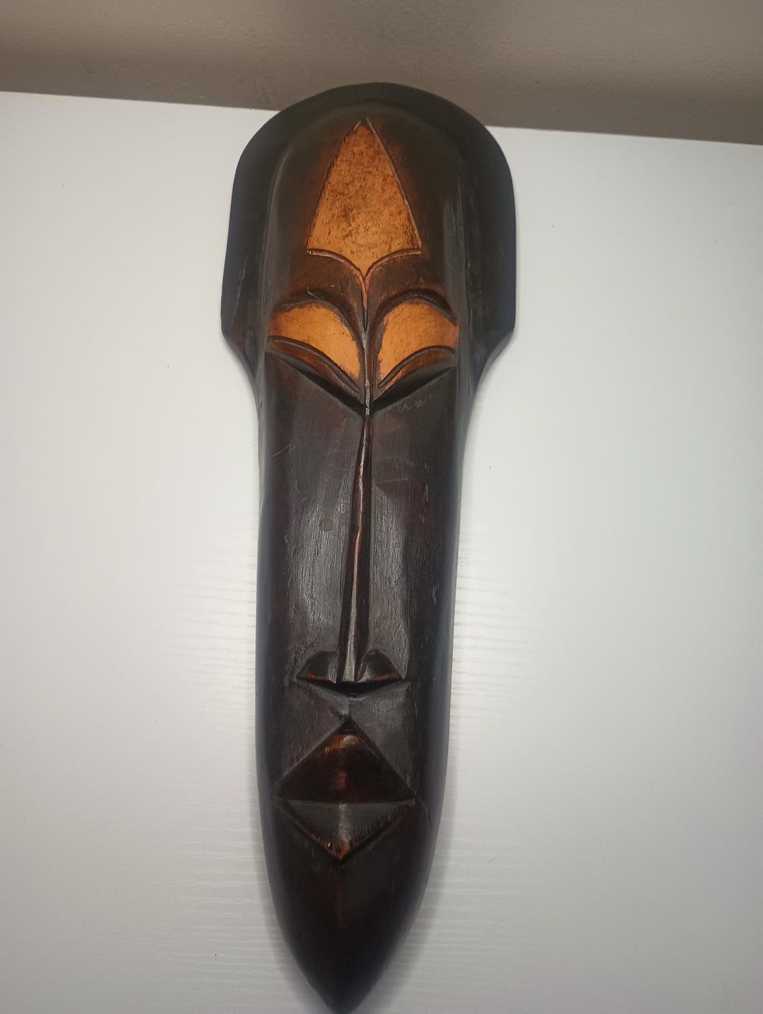 Vintage African Hand Carved Wooden Wall Mask.14 X 5 - Etsy
