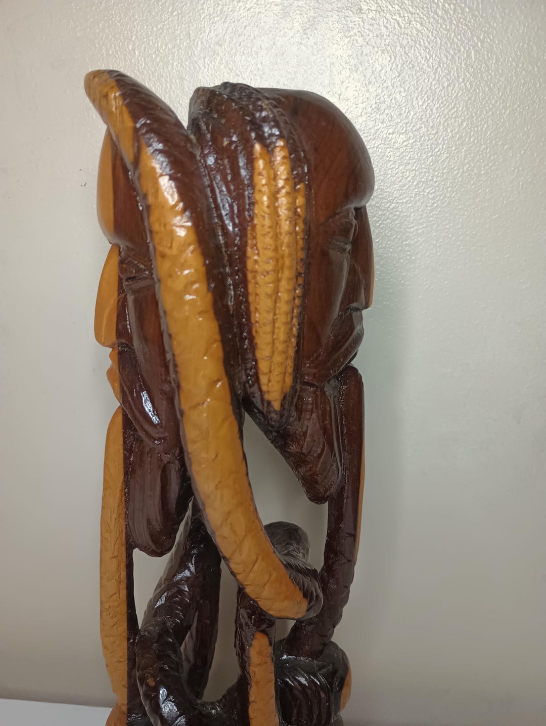 Vintage Carved 2 Face Rasta Sculpture. 3" X 11.5" - Etsy