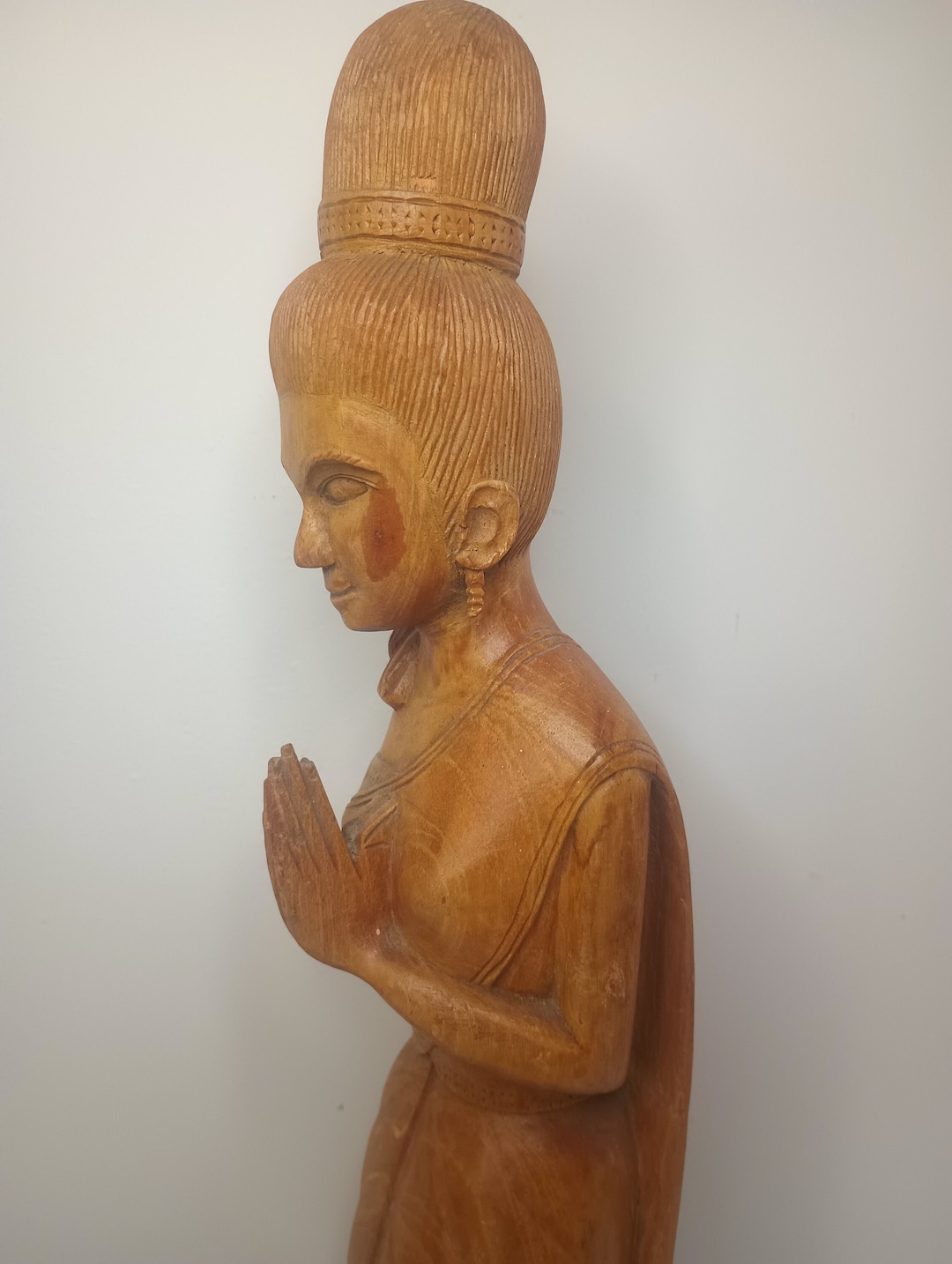 Beautiful Hand Carved Wooden Sawasdee Women Greeter Statue. 22 X 3.5 - Etsy