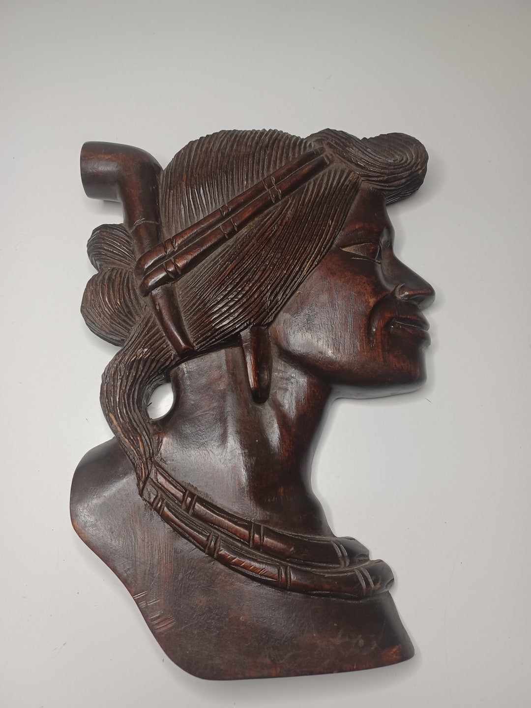 Large Vintage Philipine Wooden Tribal Hand Carved Igorot Face Wall ...