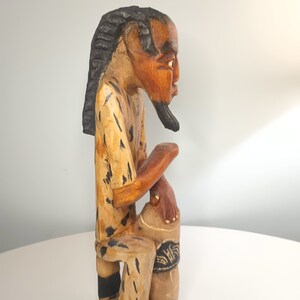 Very Large Hand Carved Wooden Unique Jamaican Rasta Man Drummer ...