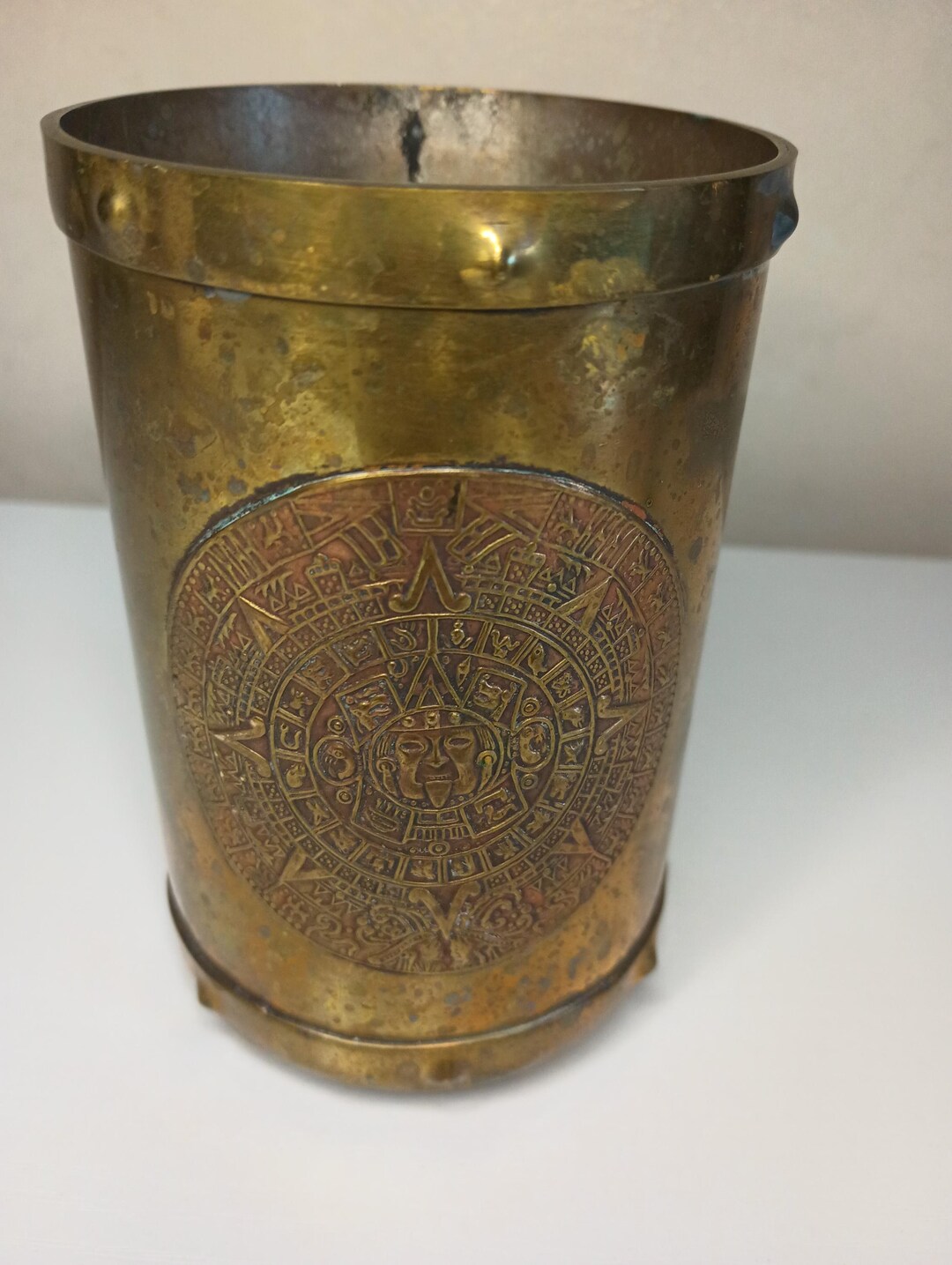Vintage Aztec Mayan Brass Large Cup. 5 X 5 - Etsy