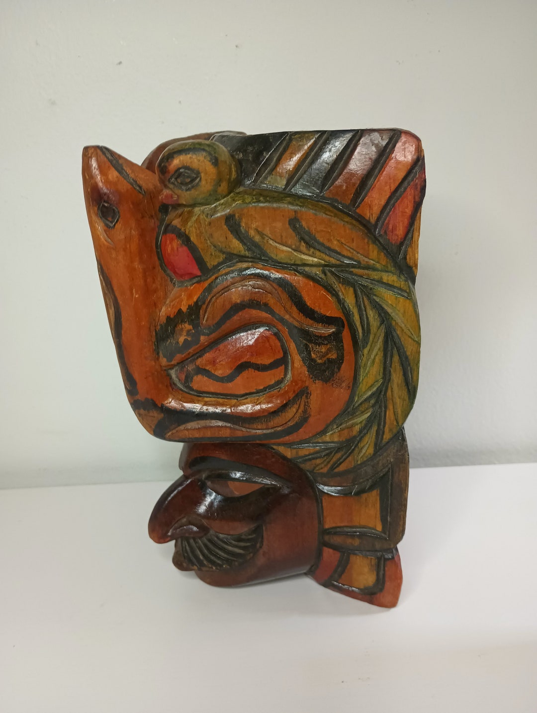 Vintage Carved Aztec Wall Mask. 8" X 5" - Etsy
