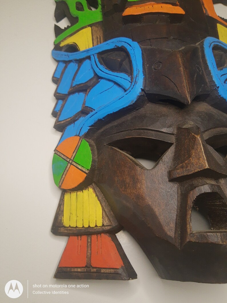 Mayan Mask Wooden Warrior Decor. 15.5 X 9 - Etsy