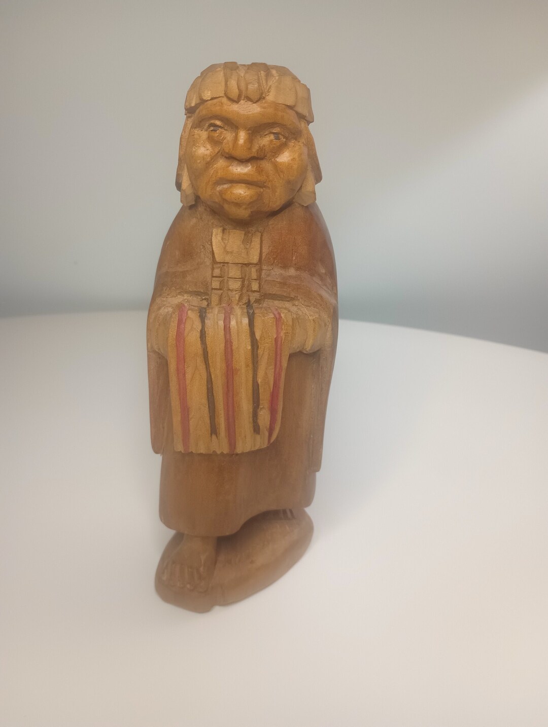 Vintage Folk Art Hand Carved Wooden South American Monk Figurine. 3 X 8 ...