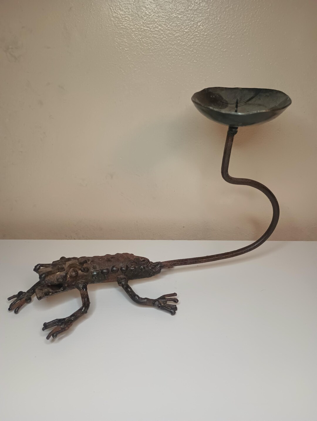 Vintage Metal Brutalist Lizard Candle Holder. 8.5 X 6 - Etsy