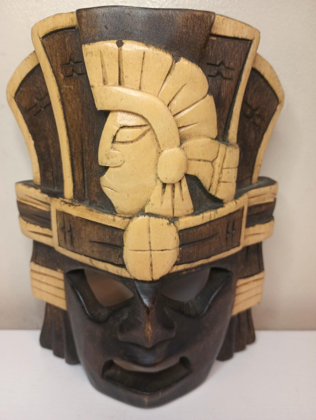 Vintage Hand Carved Wooden Aztec Mayan Mask.6" X 8" - Etsy