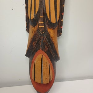 Vintage Hand Carved Wooden Wall Mask. 18" X 3.5" - Etsy