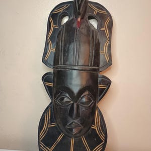 Large Vintage Carved Wooden African Wall Mask.17.5" X 6.5" - Etsy