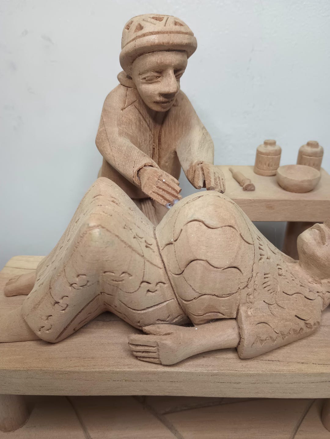 Vintage Antonio Ravinal Folk Art Carved Wooden Doctor Hospital ...