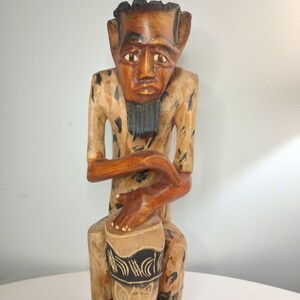 Very Large Hand Carved Wooden Unique Jamaican Rasta Man Drummer ...
