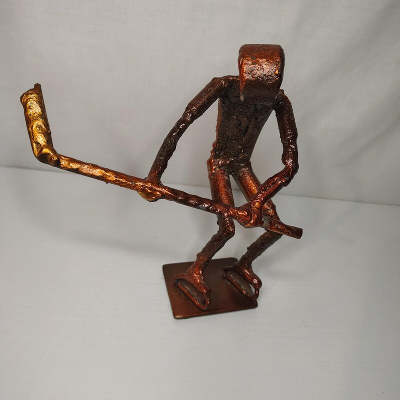 Metal Hockey Player Sculpture - Etsy