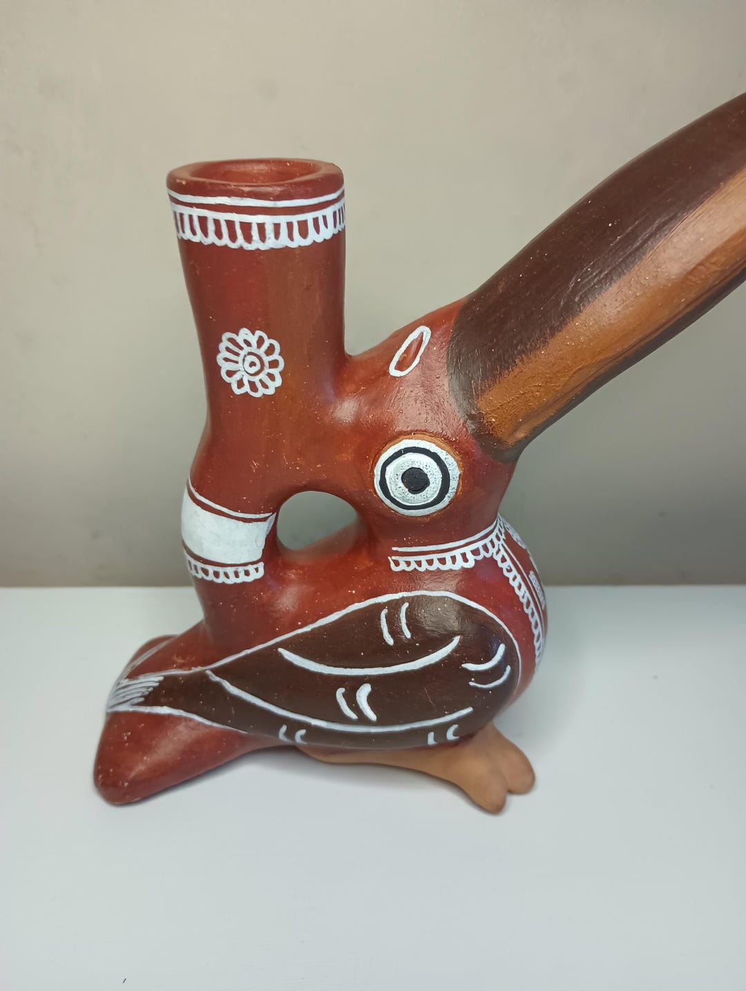 Vintage Aztec Clay Mayan Toucan Spout Vessel Sculpture. 6" X 6" - Etsy