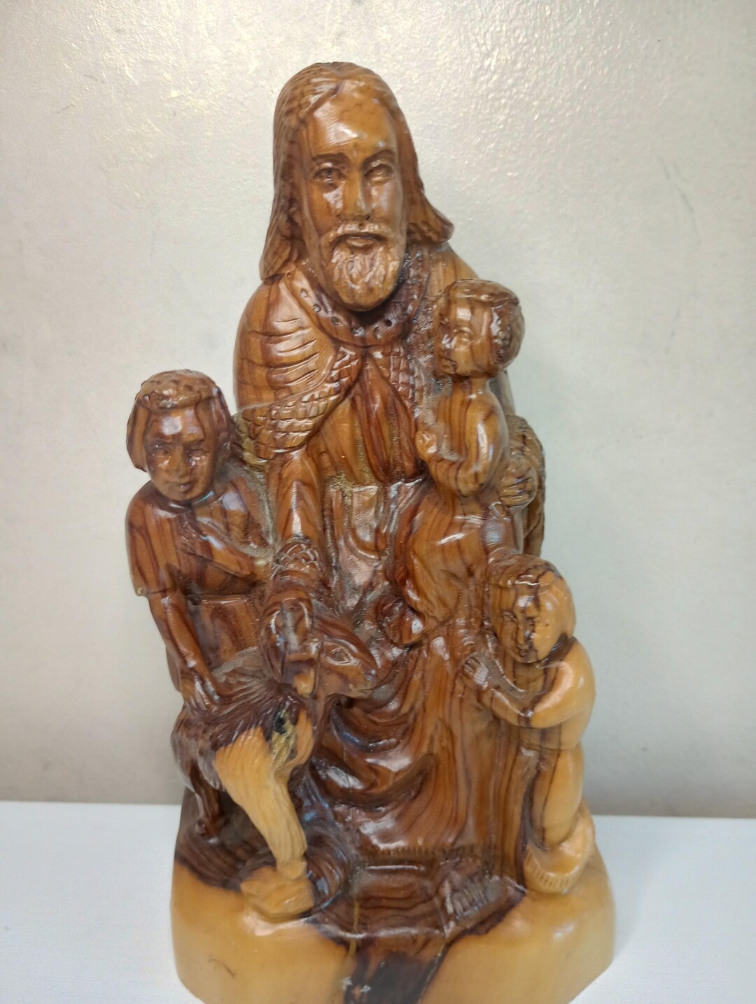 Vintage Carved Wooden Jesus With Children Statue. 4" X 7.5" - Etsy