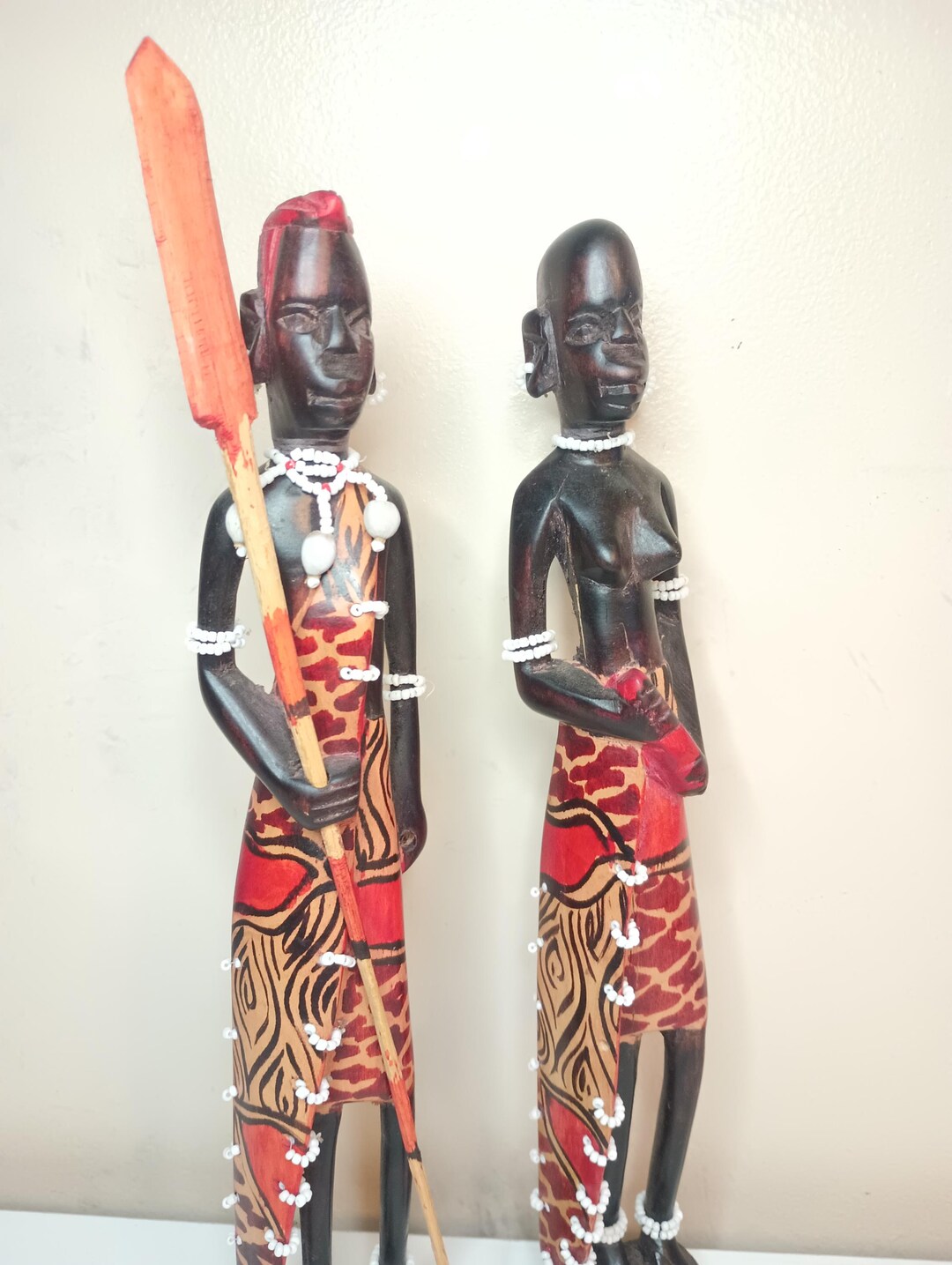 2 Vintage Hand Carved Wooden African Figurines.1.5" X 13" - Etsy