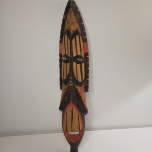 Vintage Hand Carved Wooden Wall Mask. 18" X 3.5" - Etsy