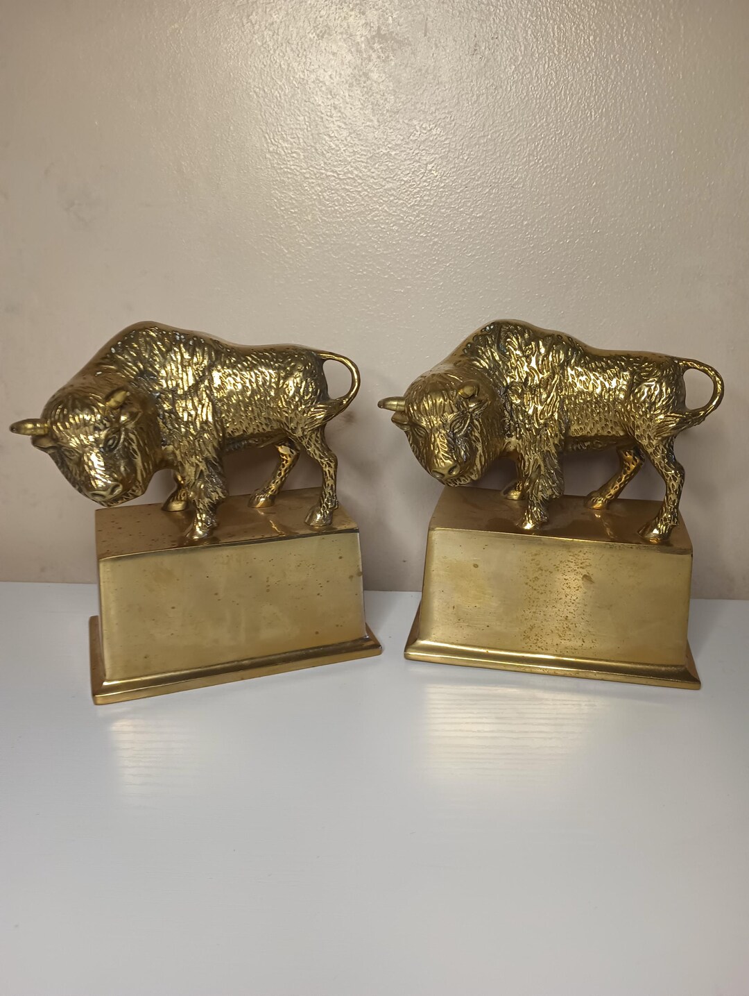 Vintage Brass Buffalo Bookends.5.5 X 5.5 - Etsy