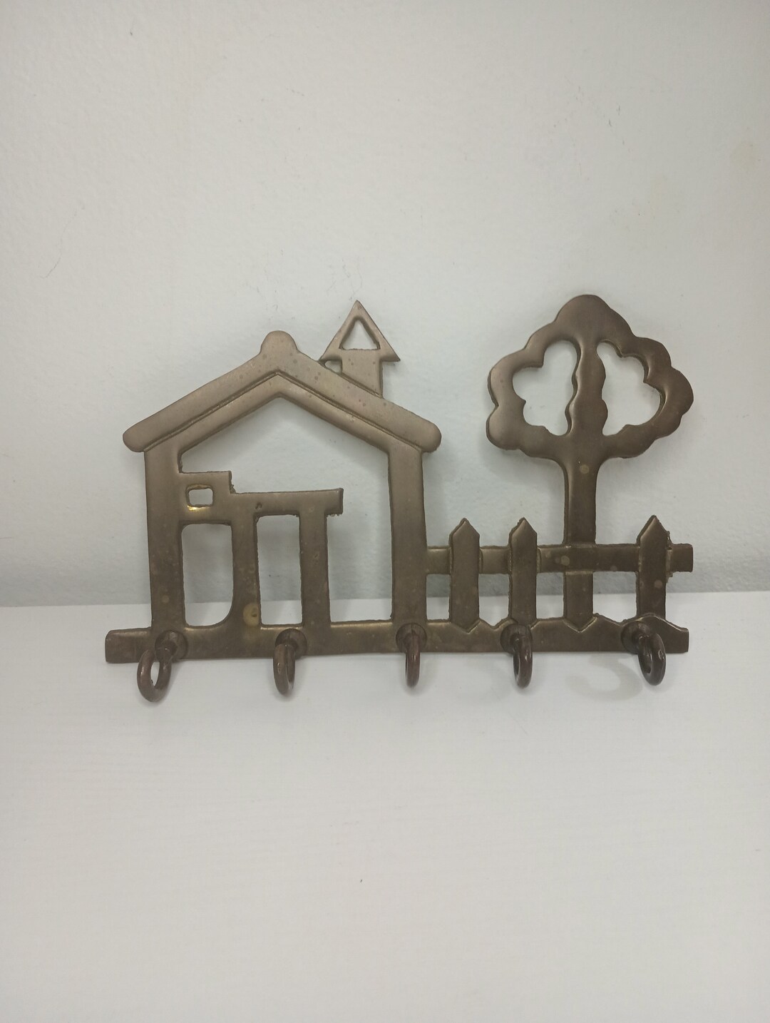 Vintage Brass House and Tree Key Rack Five Key Holder. 8 - Etsy