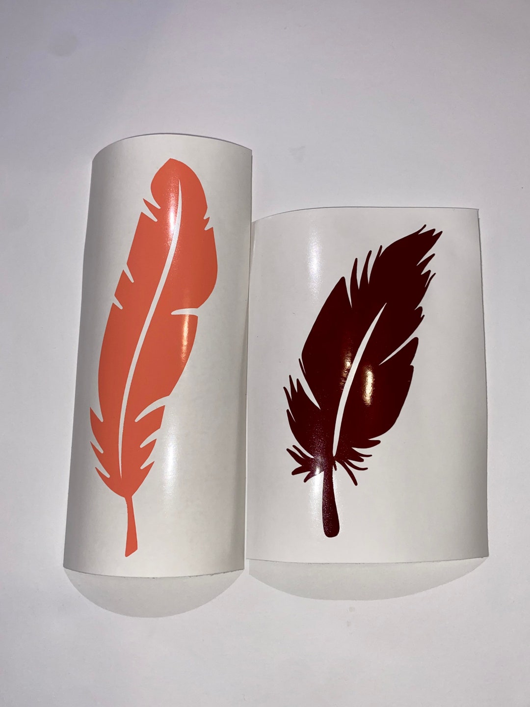 Cute Custom Color Curved Feather Car Decal - Feather Window Sticker ...