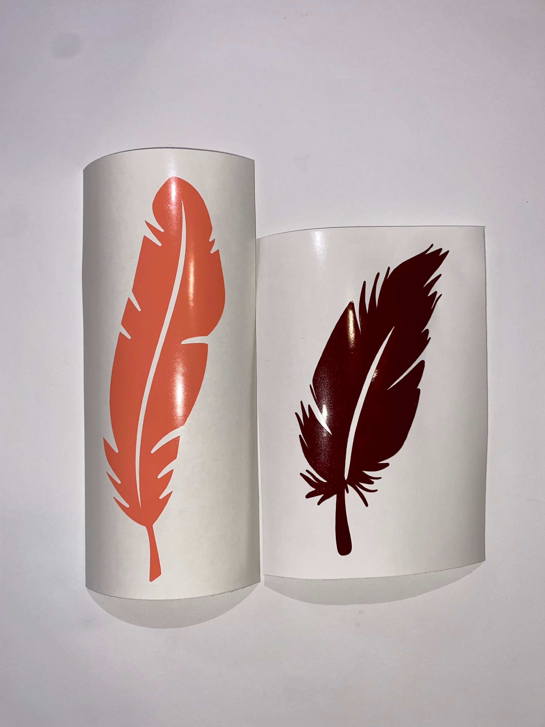 Cute Custom Color Curved Feather Car Decal - Feather Window Sticker ...