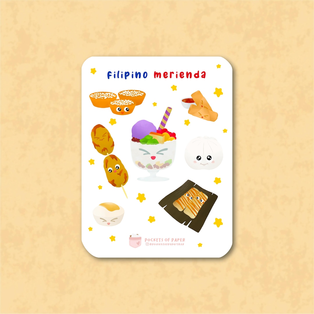 Cute Filipino Snacks Sticker Sheet | Filipino Merienda Stickers - Etsy