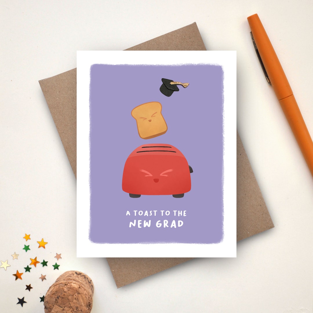 Punny Graduation Card | Congrats Cute Grad Card | A Toast New Grad Card ...