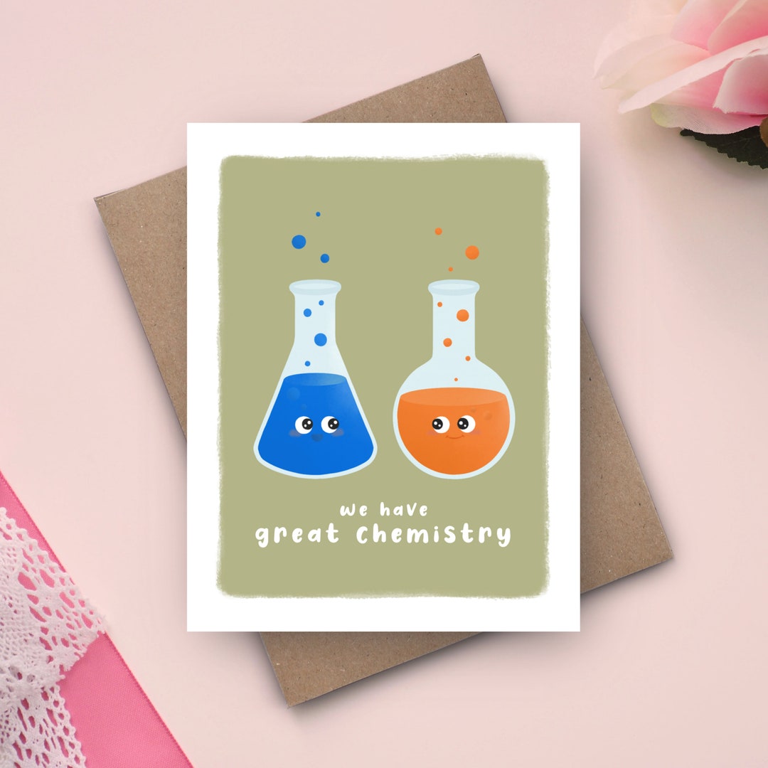 Punny Valentines Card Great Chemistry Cute Valentines Day Card Funny ...