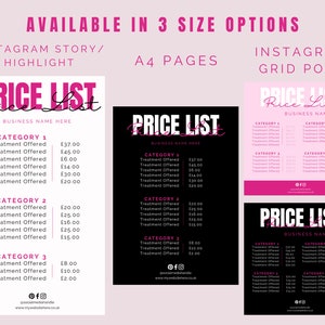 Price List Template Price List Templates Pink Black and White Bold ...