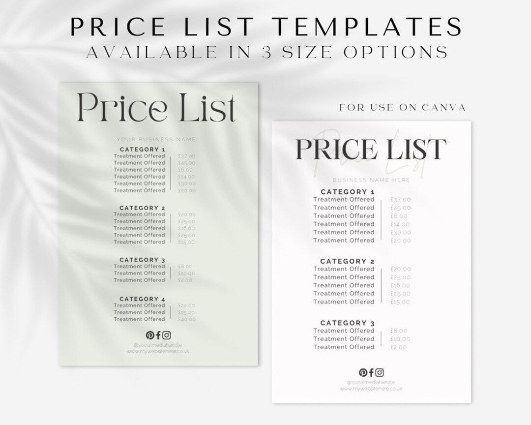 Classy Price List Template | Small Business Lash Tech Social Media ...