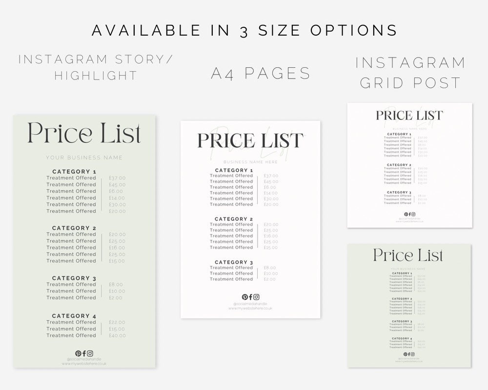 Classy Price List Template | Small Business Lash Tech Social Media ...
