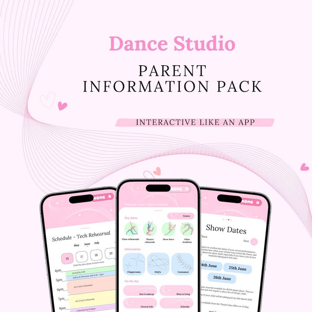 Dance Studio Parent Information Pack | Customisable Canva Template ...