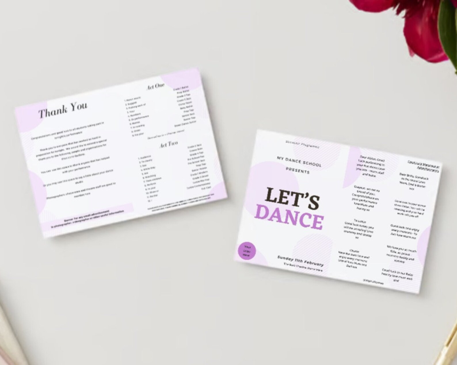 Dance Show Programme Template | Recital Program | Event Running Order ...