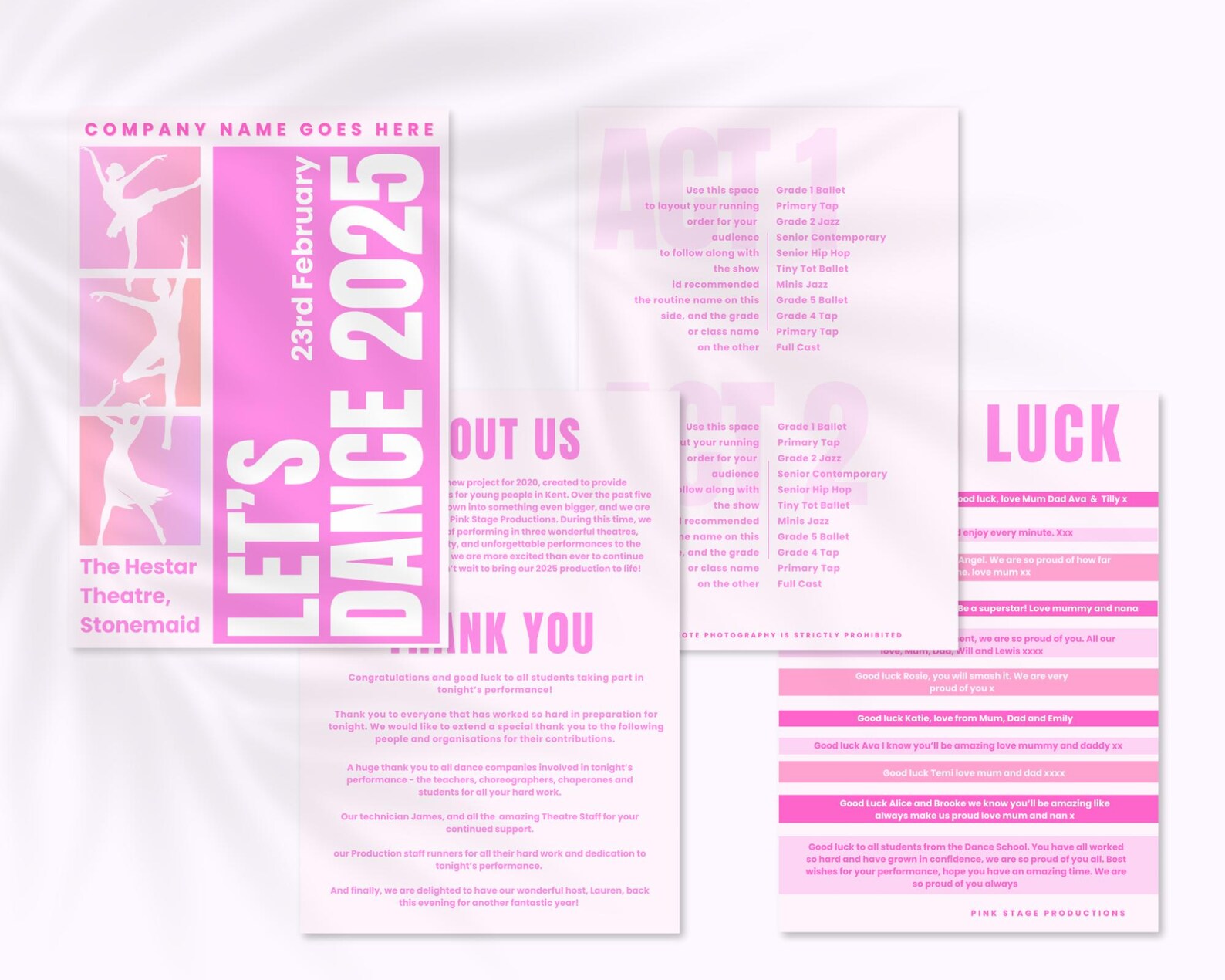 Dance Show Programme Template | Recital Program | Event Running Order ...