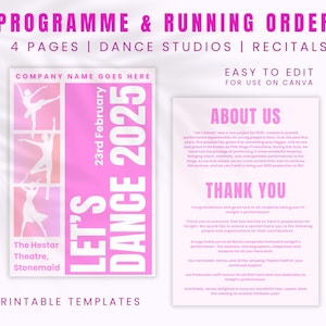 Dance Show Programme Template | Recital Program | Event Running Order ...
