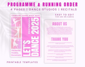 Dance Show Programme Template | Recital Program | Event Running Order ...