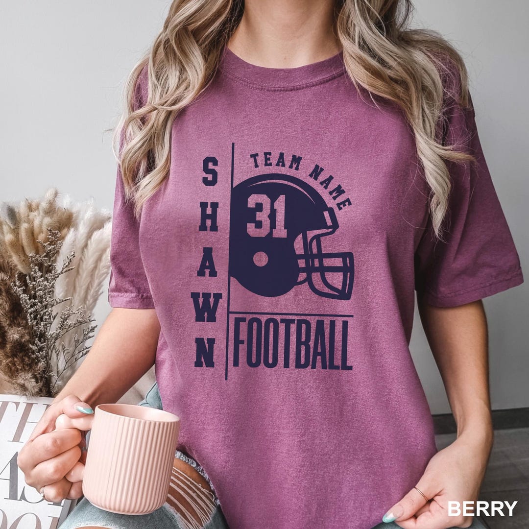 Custom Football Team Name & Number Shirt, Comfort Colors, Football Mom ...