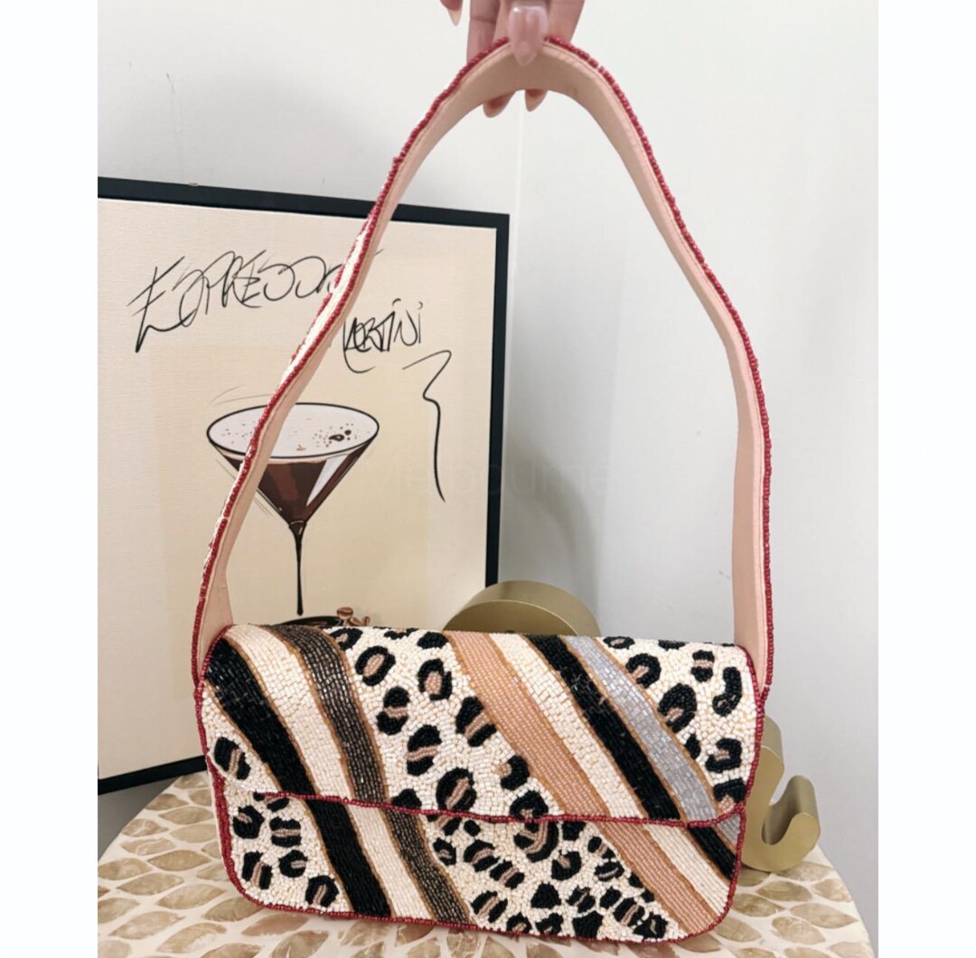 Leopard Seed Bead Shoulder Bag: Handcrafted Boho Chic Purse - Etsy