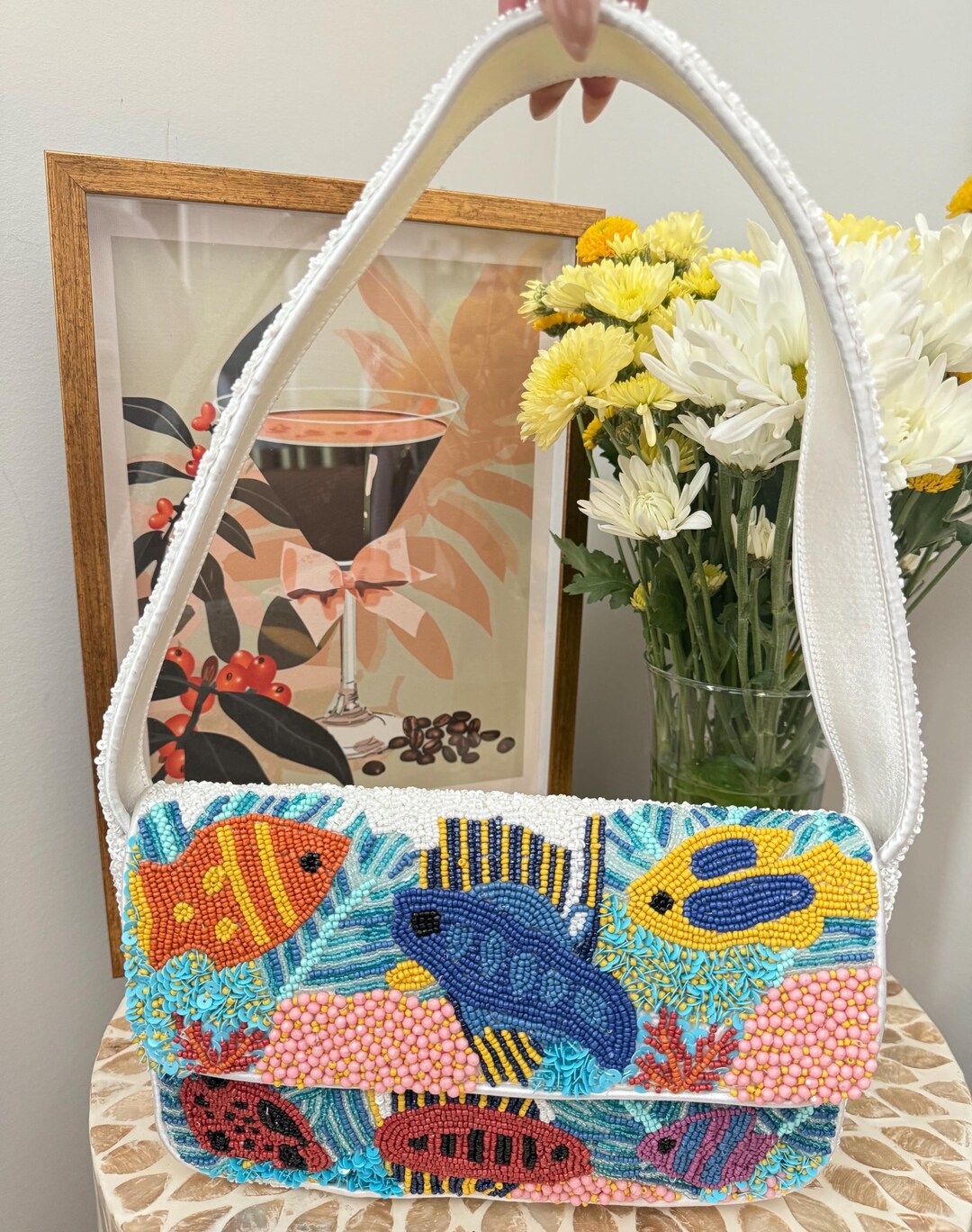 Colorful Under the Sea | Fish Beaded Shoulder Bag | Ocean Theme Purse ...