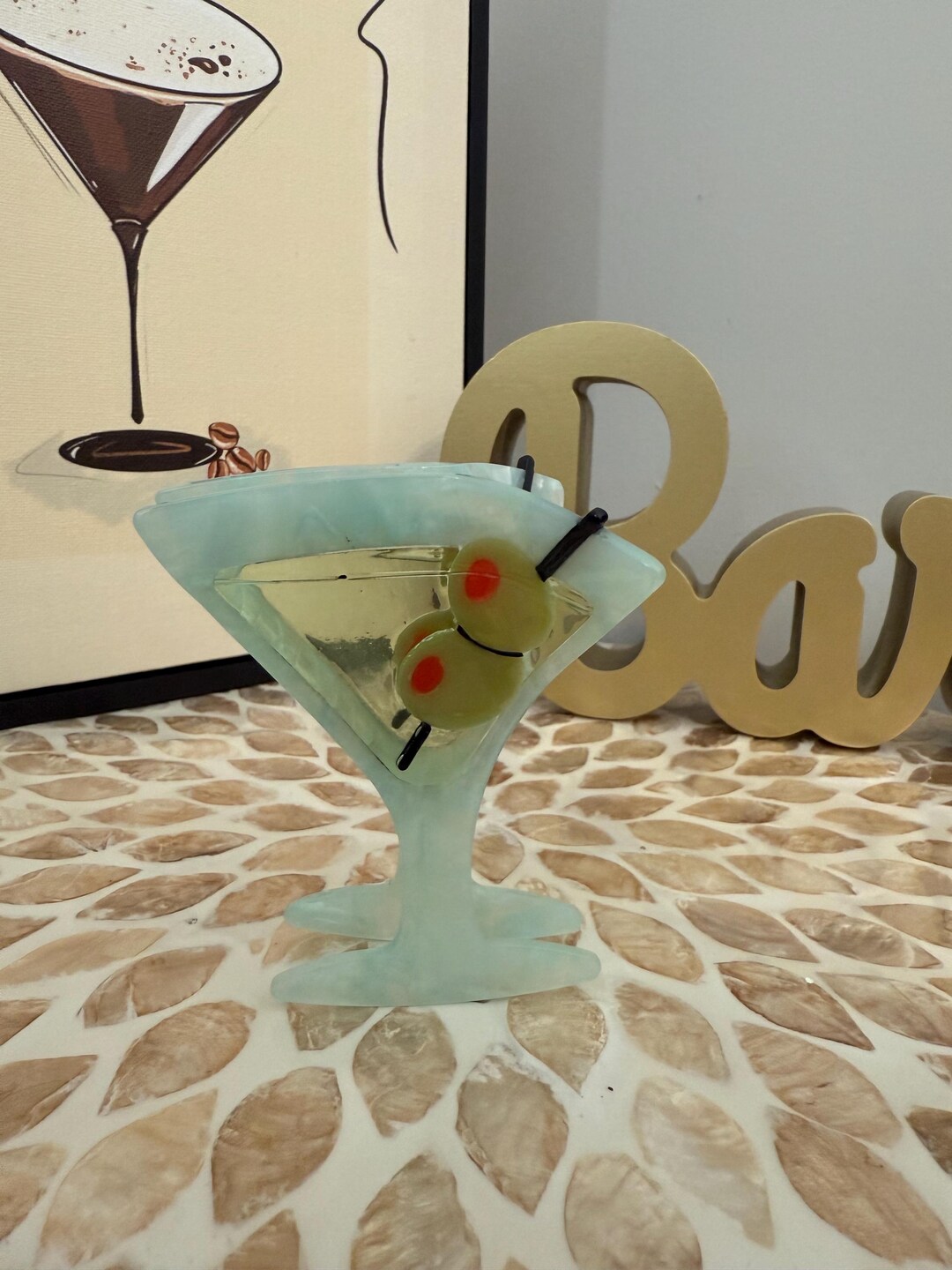 Martini & Olive Hair Claw | Large Cocktail-inspired Hair Clip | Retro ...